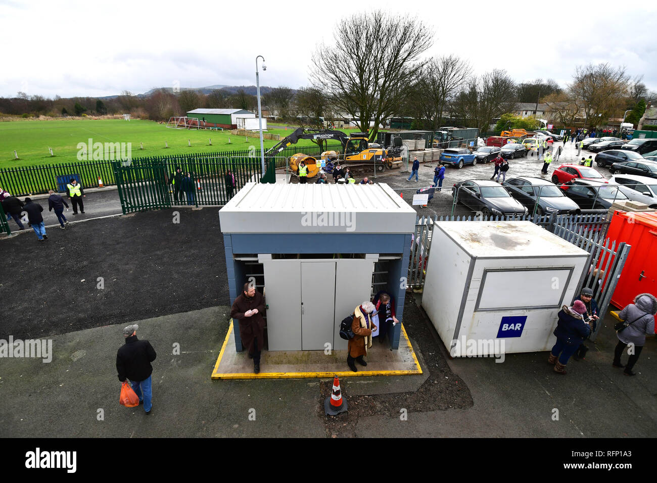 Fans arrive for the FA Cup fourth round match at the Wham Stadium ...