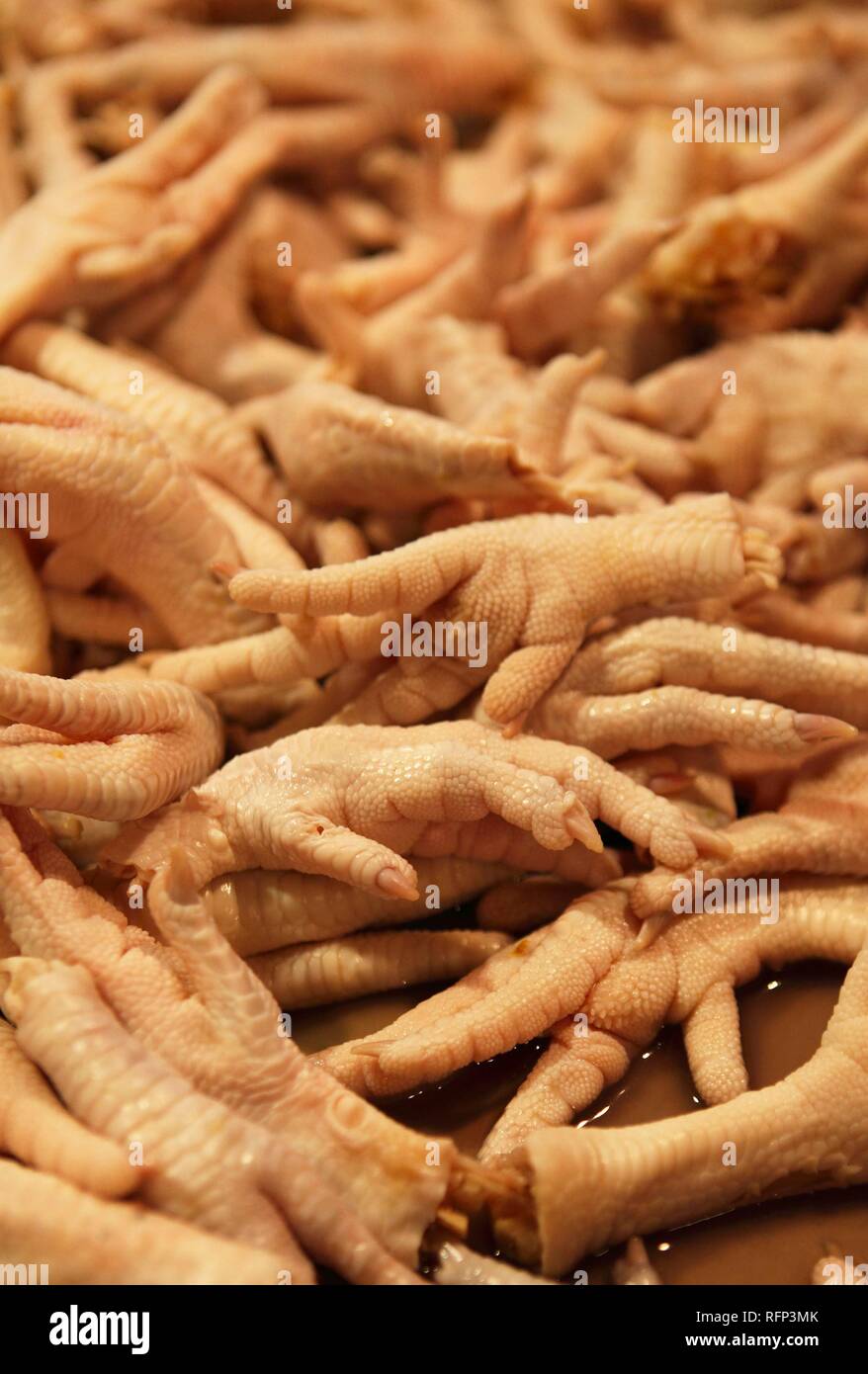 Chicken feet for sale on the city market, Chongqing, Chongqing Province ...