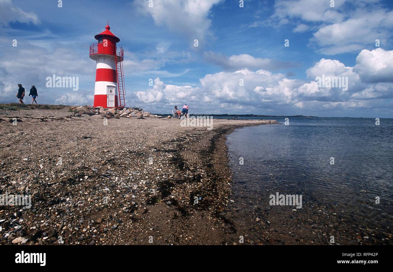 Grisetaodde lighthouse, Neno-Sund, Limfjord, North Jutland, Denmark ...