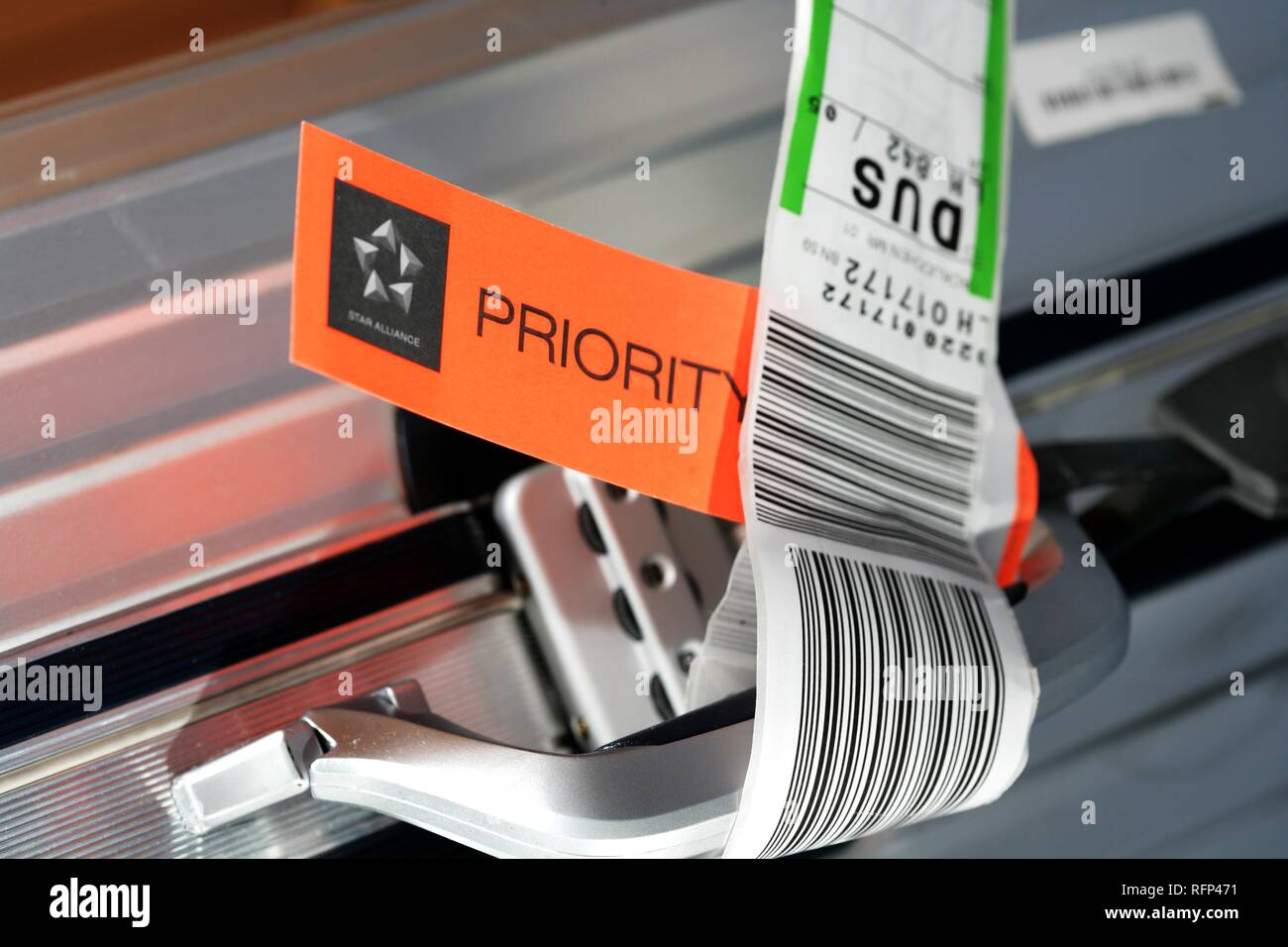 Priority label at a suitcase for Business Class passengers Stock Photo ...