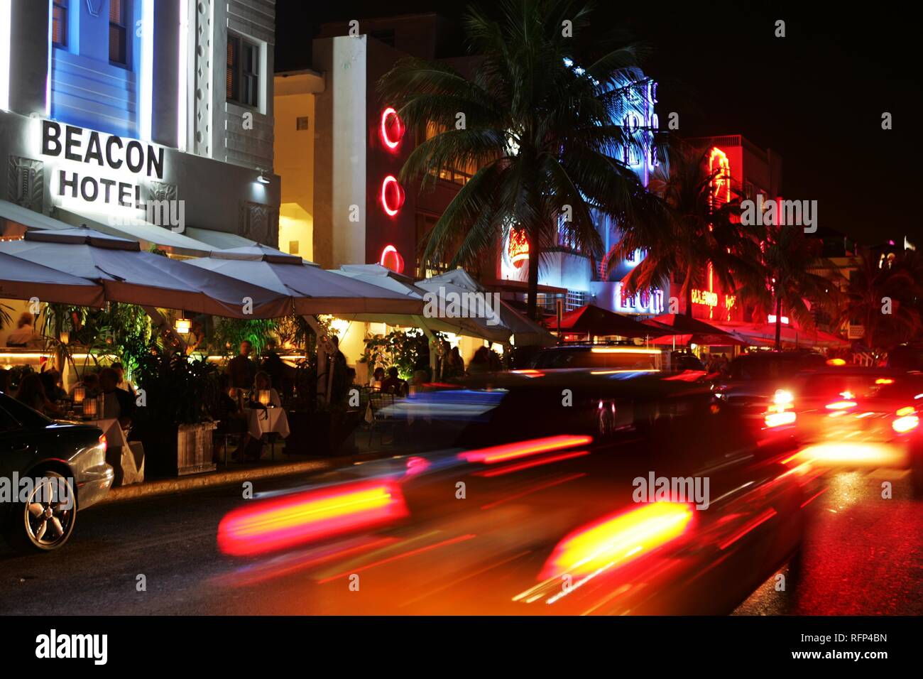 Ocean Drive at night, Miami Beach, Florida, USA Stock Photo - Alamy