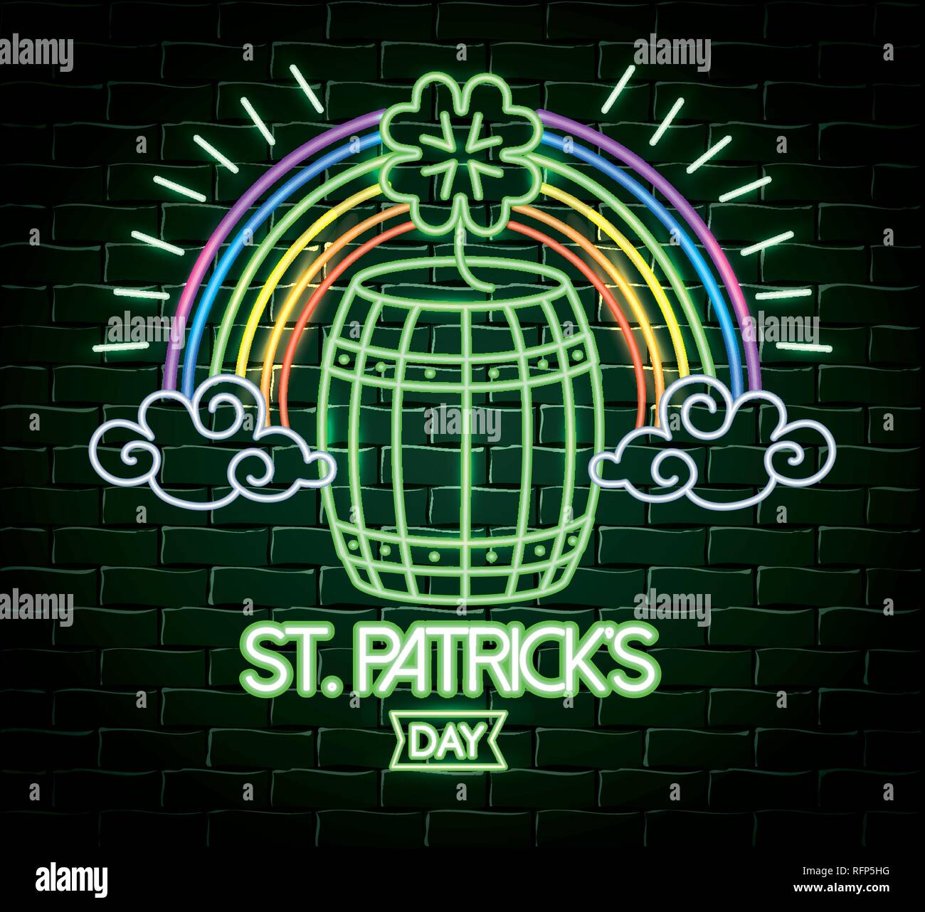 barrel with clover and rainbow neon label Stock Vector Image & Art - Alamy