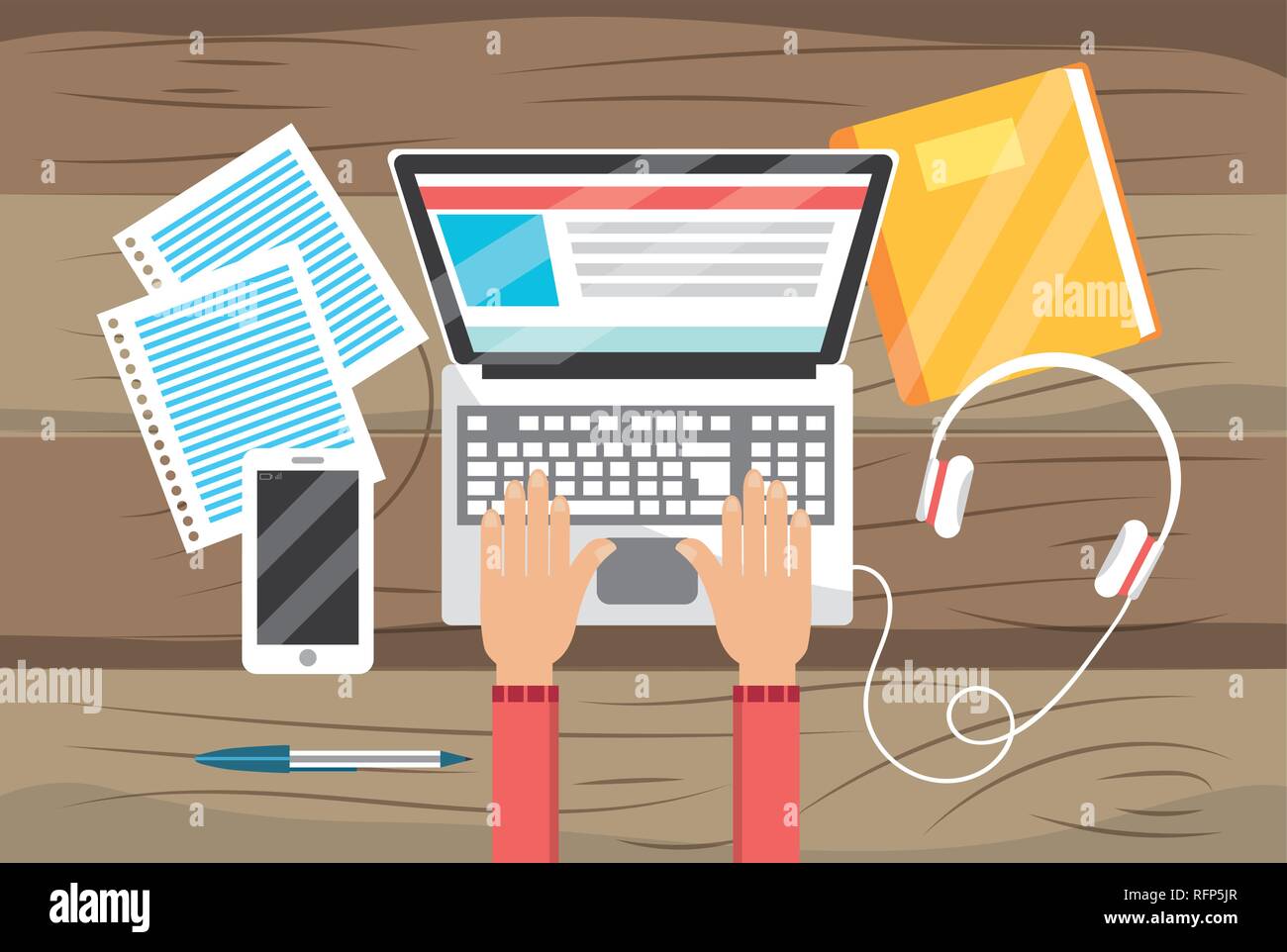 laptop technology with elearning education and book Stock Vector Image ...