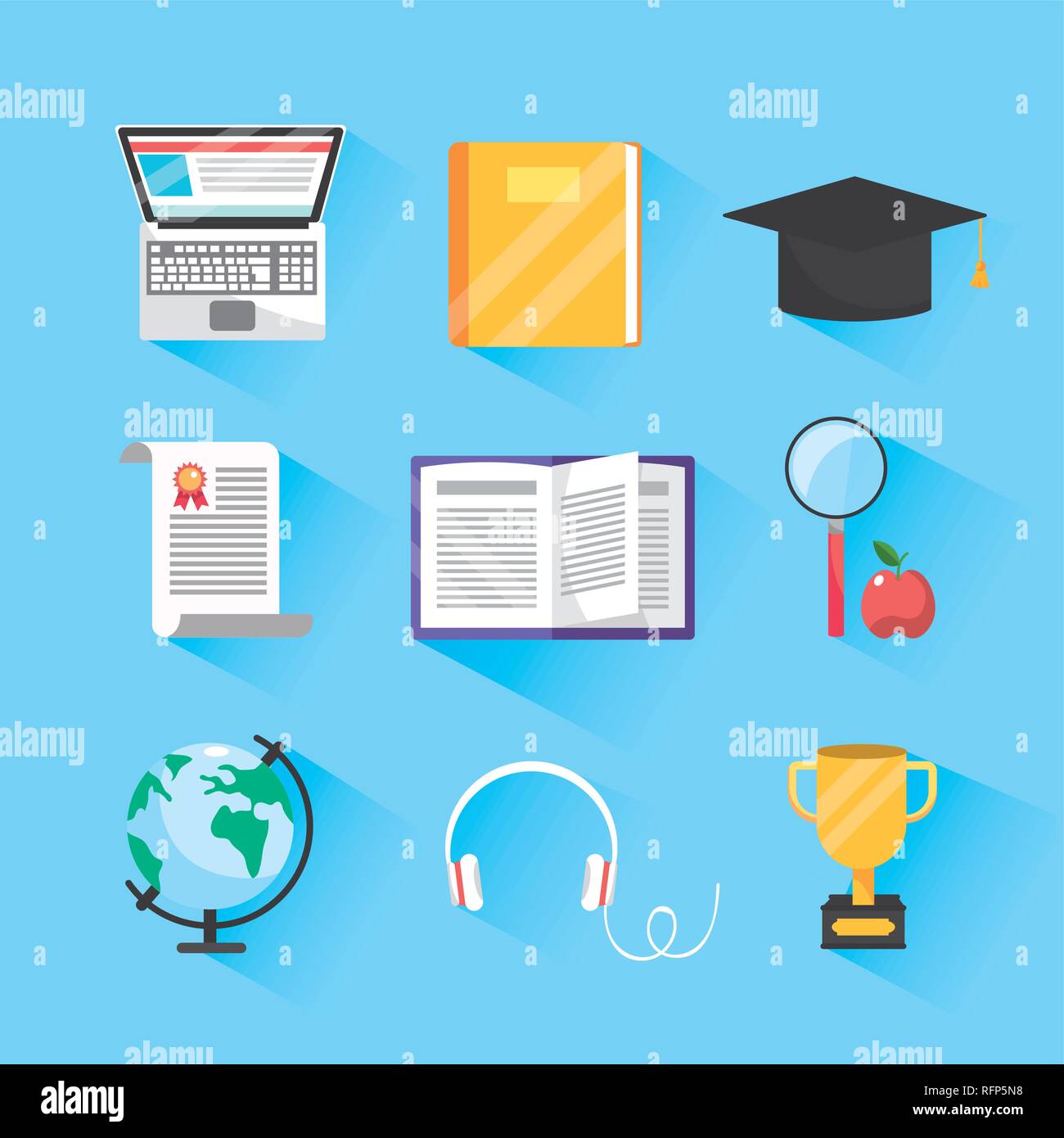 set elearning online study and digital education Stock Vector Image ...