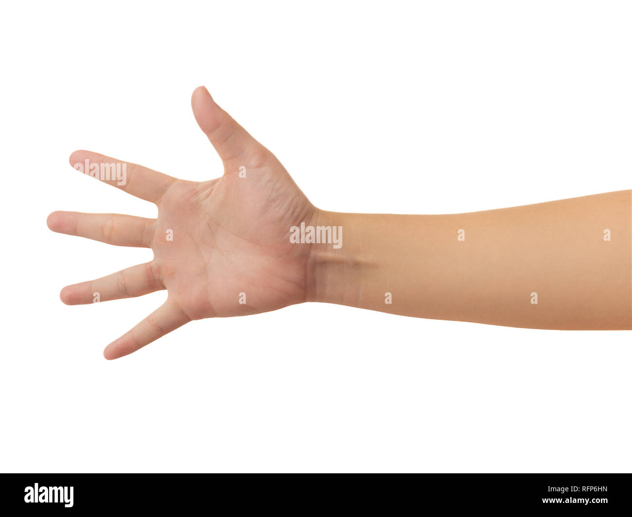 Human hand in reach out one's hand open the palm of the hand and ...