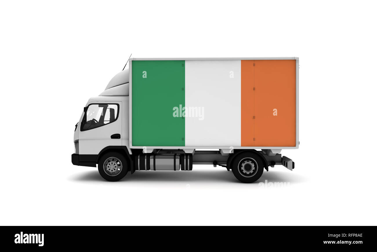 Delivery van with Ireland flag. logistics concept Stock Photo - Alamy