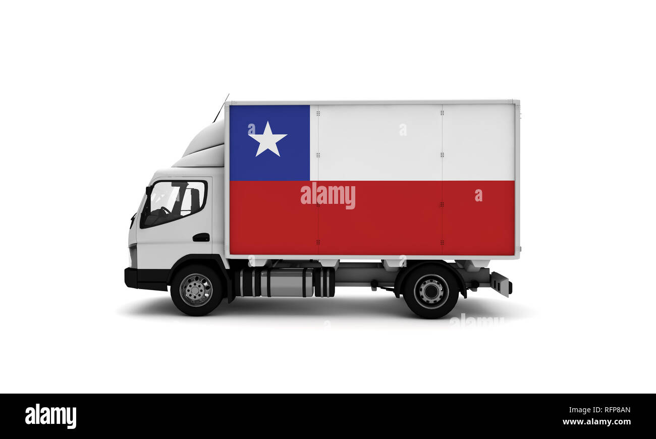Delivery van with Chile flag. logistics concept Stock Photo - Alamy
