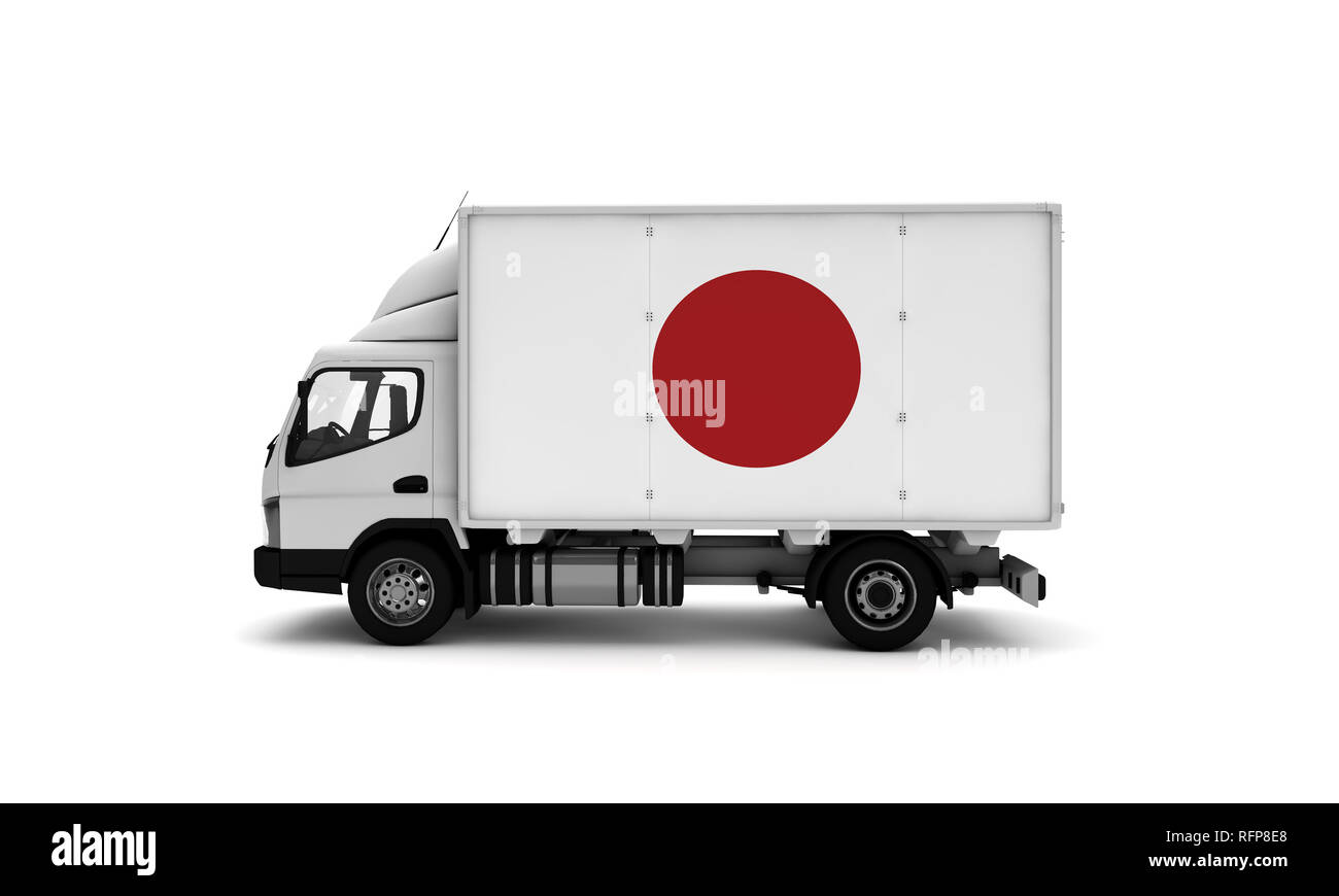 Delivery van with Japan flag. logistics concept Stock Photo - Alamy