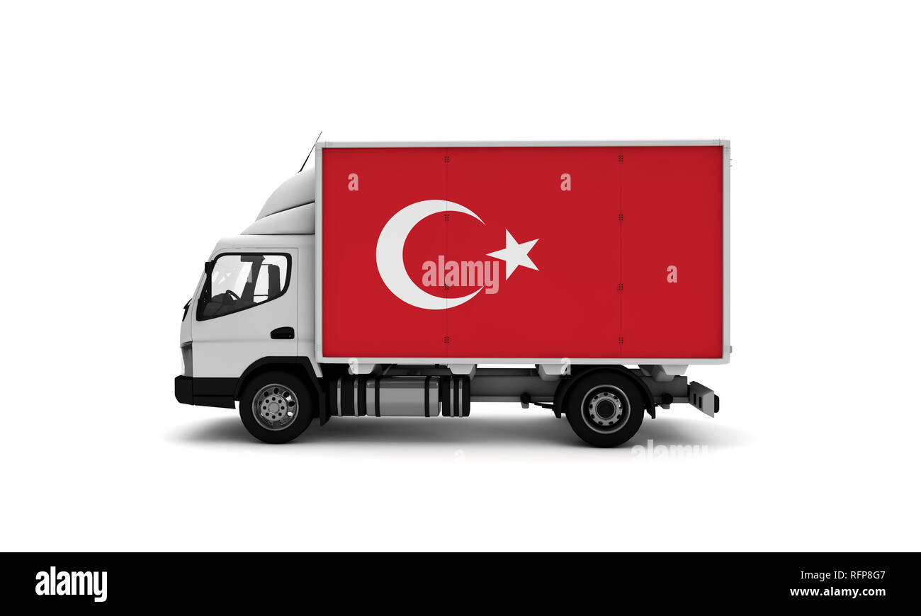 Delivery van with Turkey flag. logistics concept Stock Photo - Alamy