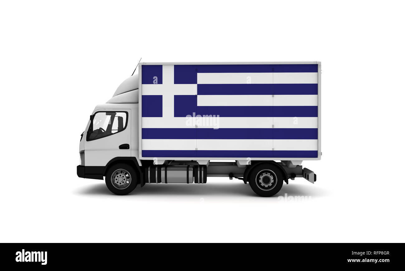Delivery van with Greece flag. logistics concept Stock Photo - Alamy