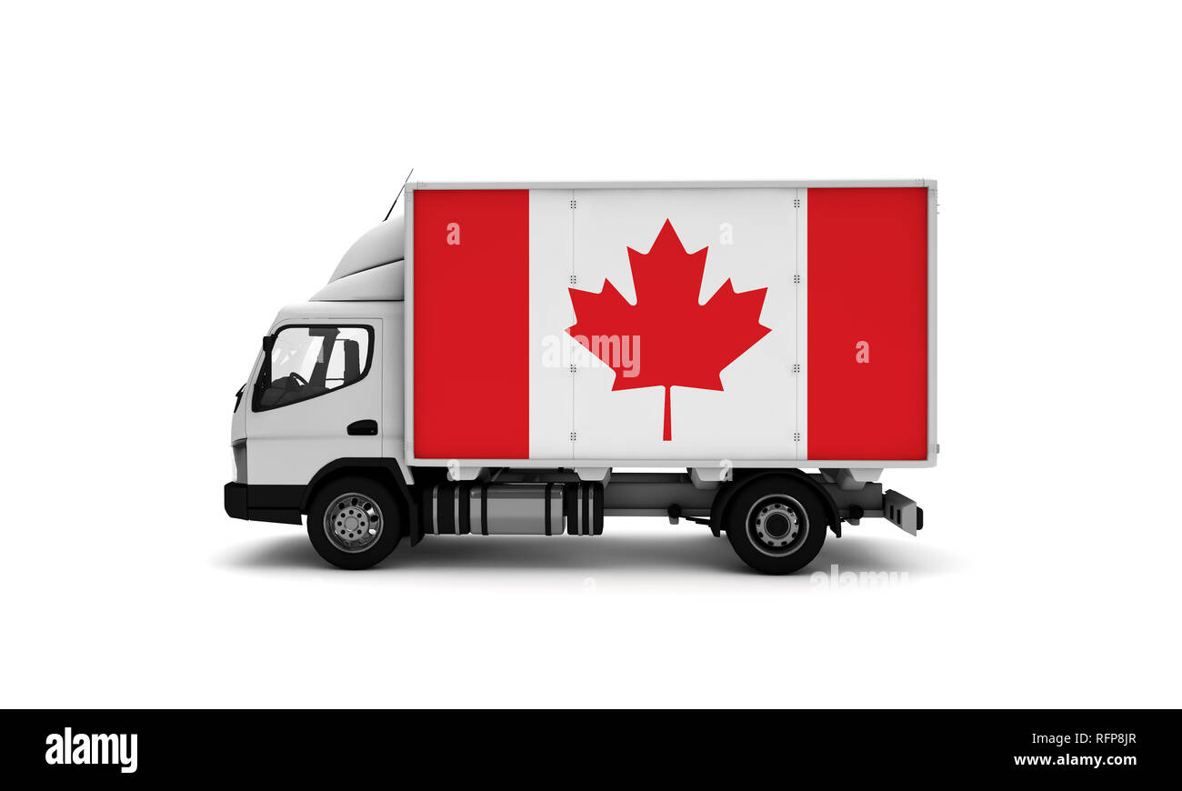 Delivery van with Canada flag. logistics concept Stock Photo - Alamy