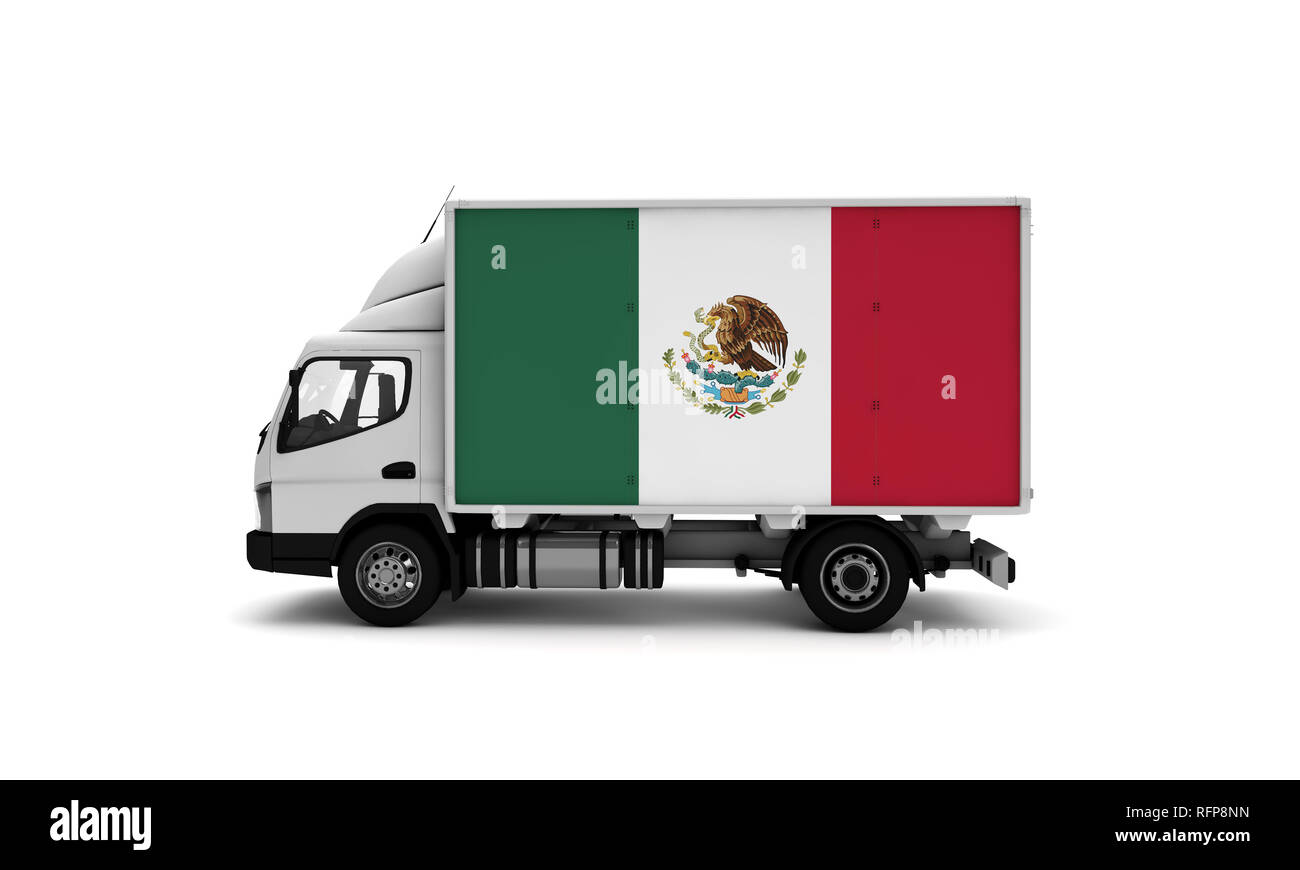 Delivery van with Mexico flag. logistics concept Stock Photo - Alamy