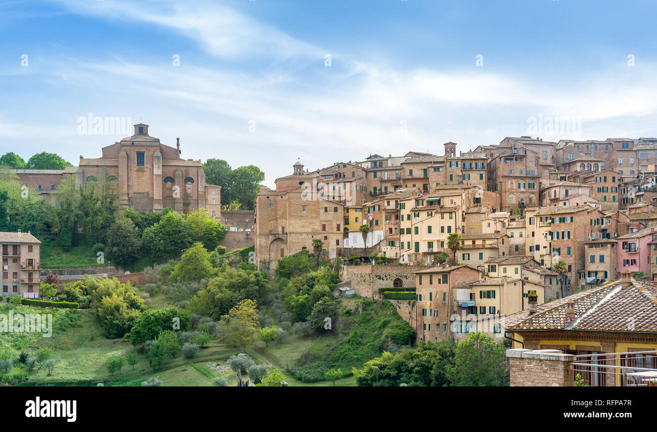 Siena panoramic view of old districts with traditional buildings ...