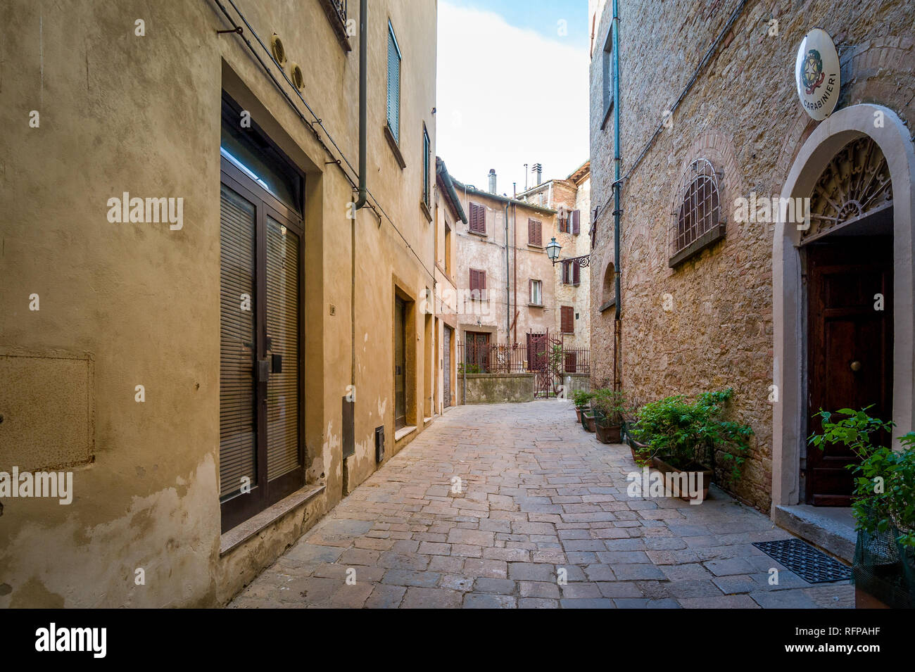 Volterra old town walk. Historical houses of ancient fortress, Toscano ...