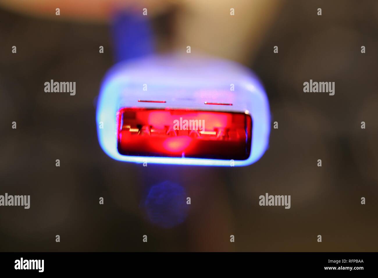 DEU, Germany : USB cable, USB plug to a personal computer. USB 2.0 ...