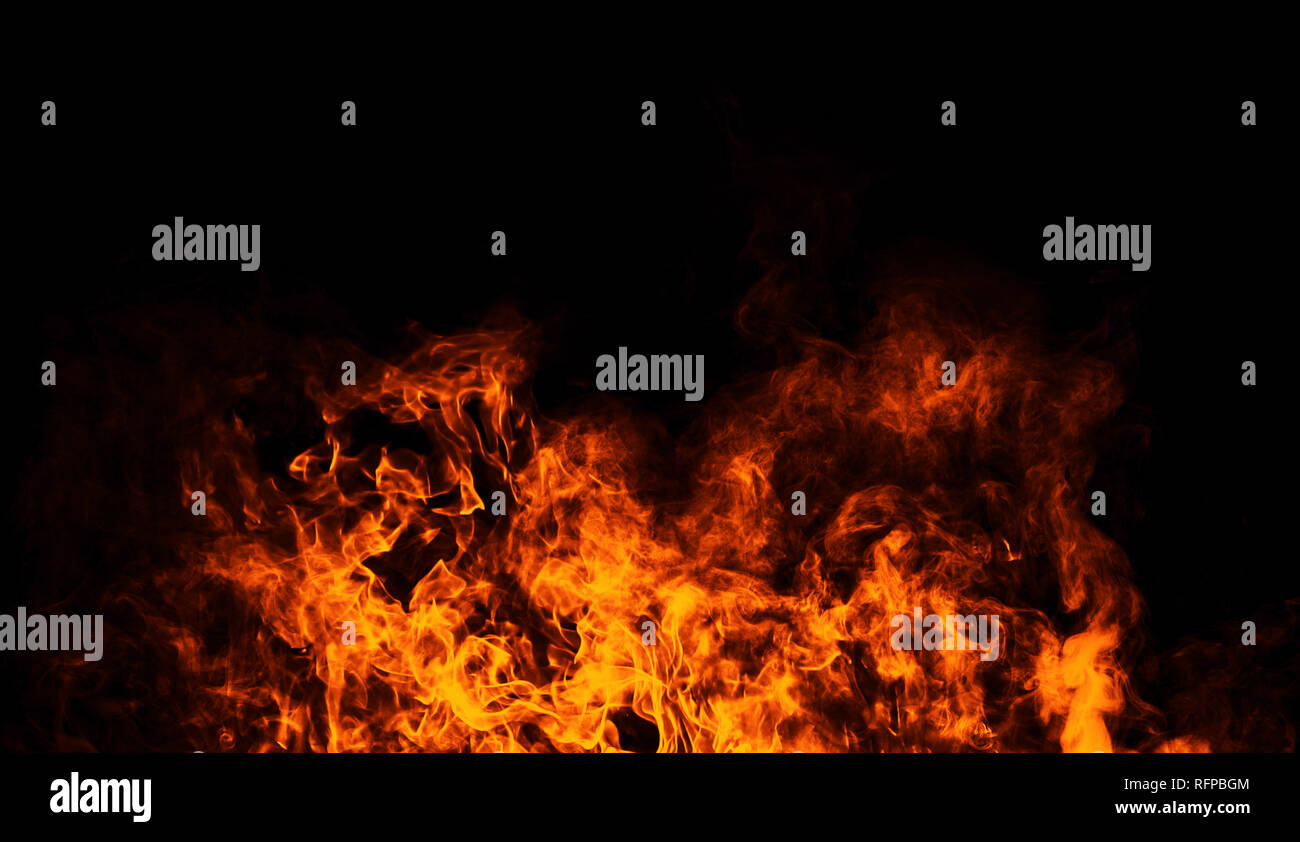 Fire flames texture on isolated black background. Perfect texture ...