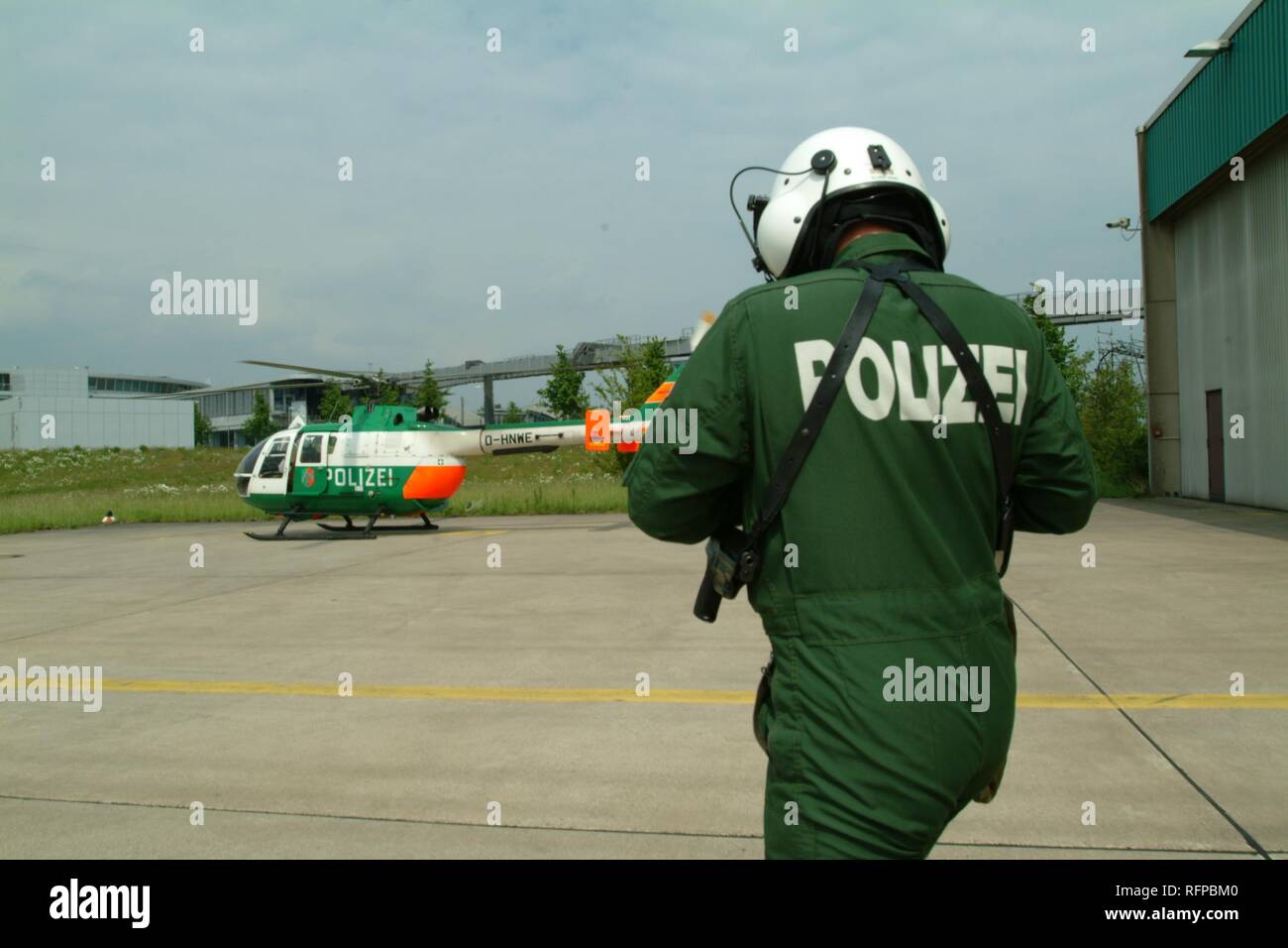 DEU, Germany, Duesseldorf: Police flying squad. Police helicopters ...