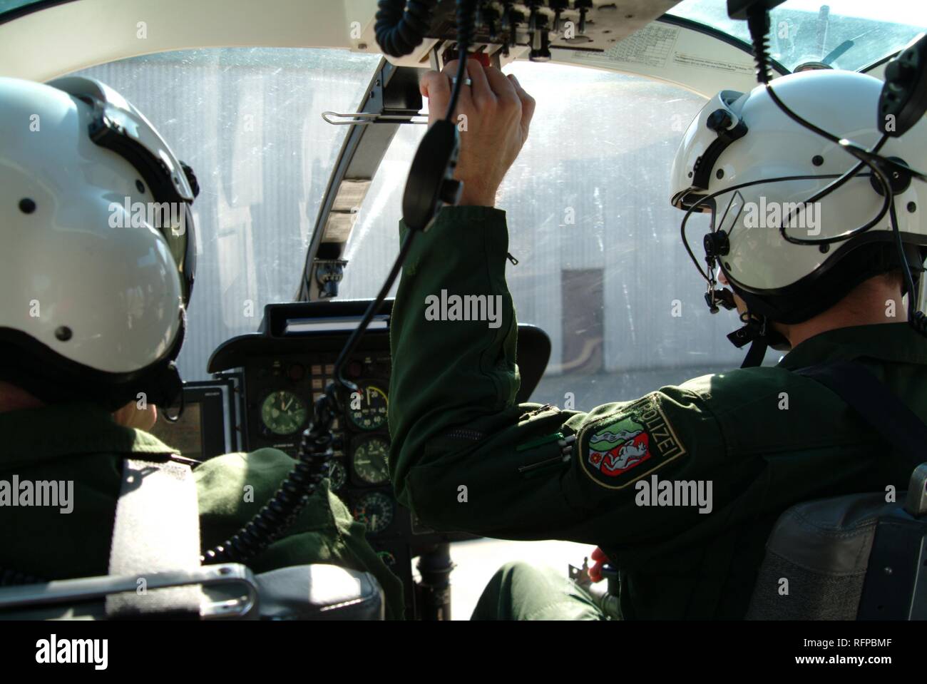 DEU, Germany, Duesseldorf: Police flying squad. Police helicopters ...
