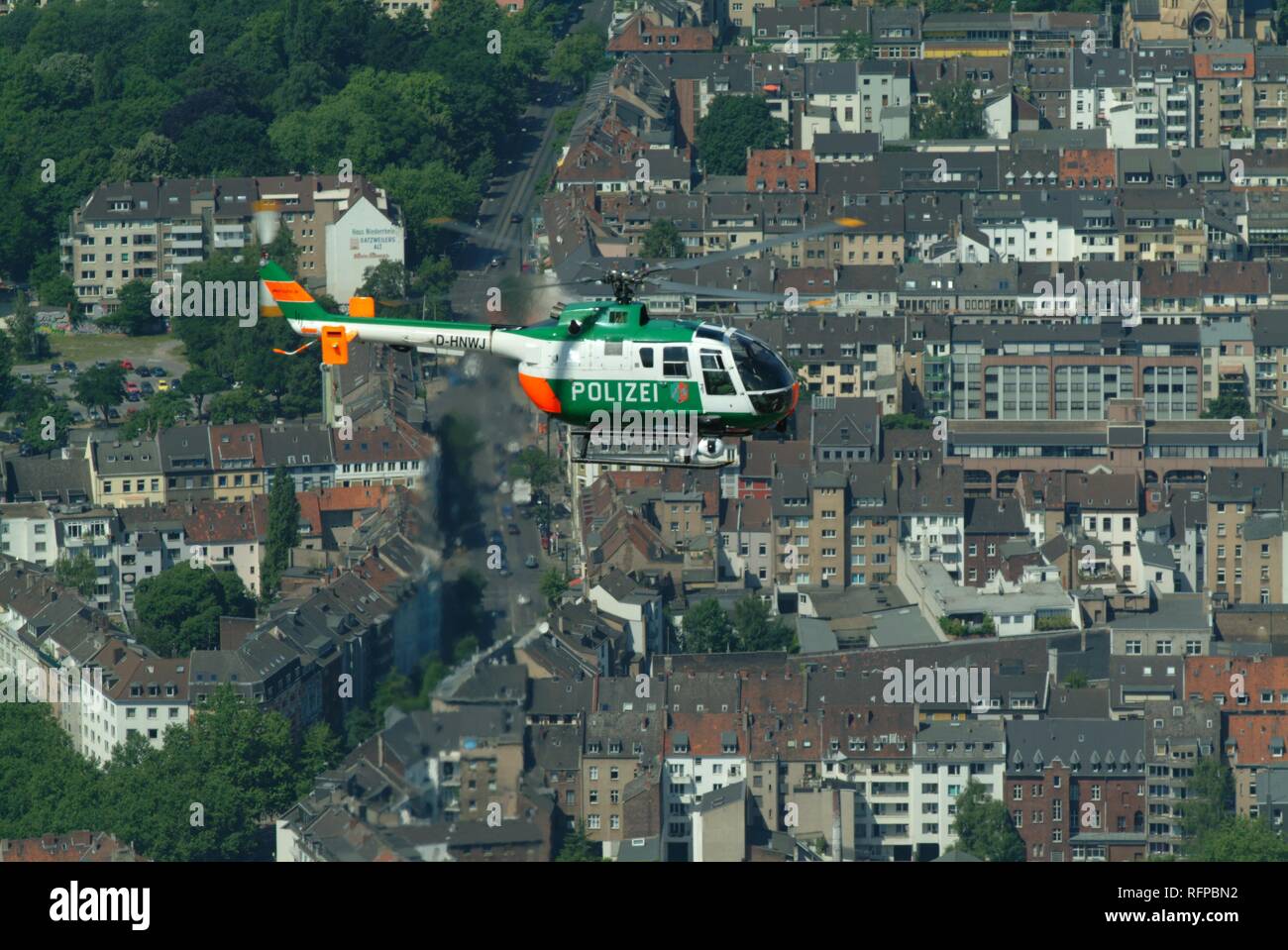 DEU, Germany, Duesseldorf: Police flying squad. Police helicopters ...