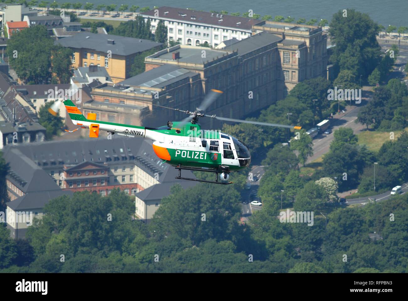DEU, Germany, Duesseldorf: Police flying squad. Police helicopters ...