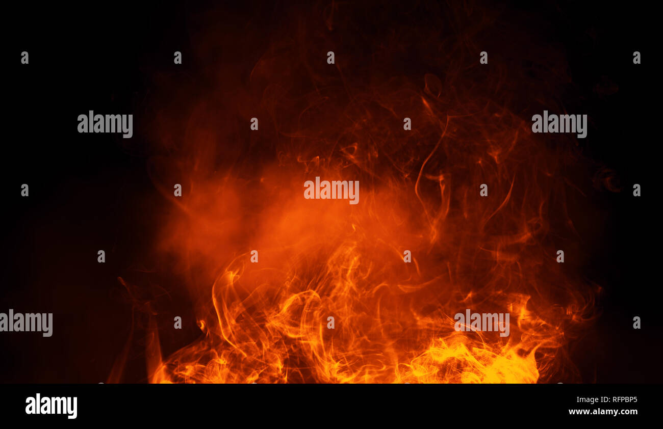 Fire flames texture on isolated black background. Perfect texture ...