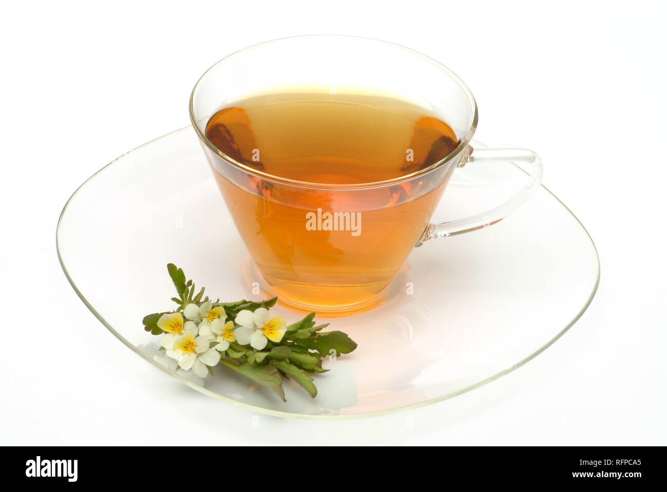 Herb tea made of Heartsease, wild pansy, Viola tricolore Stock Photo ...