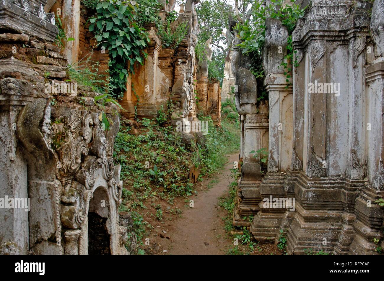 Garden of the Tain Pagoda, Inlay Shwe, Myanmar, Burma Stock Photo - Alamy
