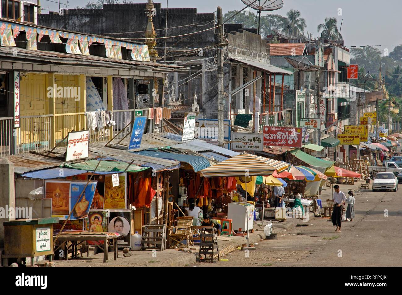 The Shwe Dagon Pagoda Road at Yangon, Burma, Myanmar Stock Photo - Alamy