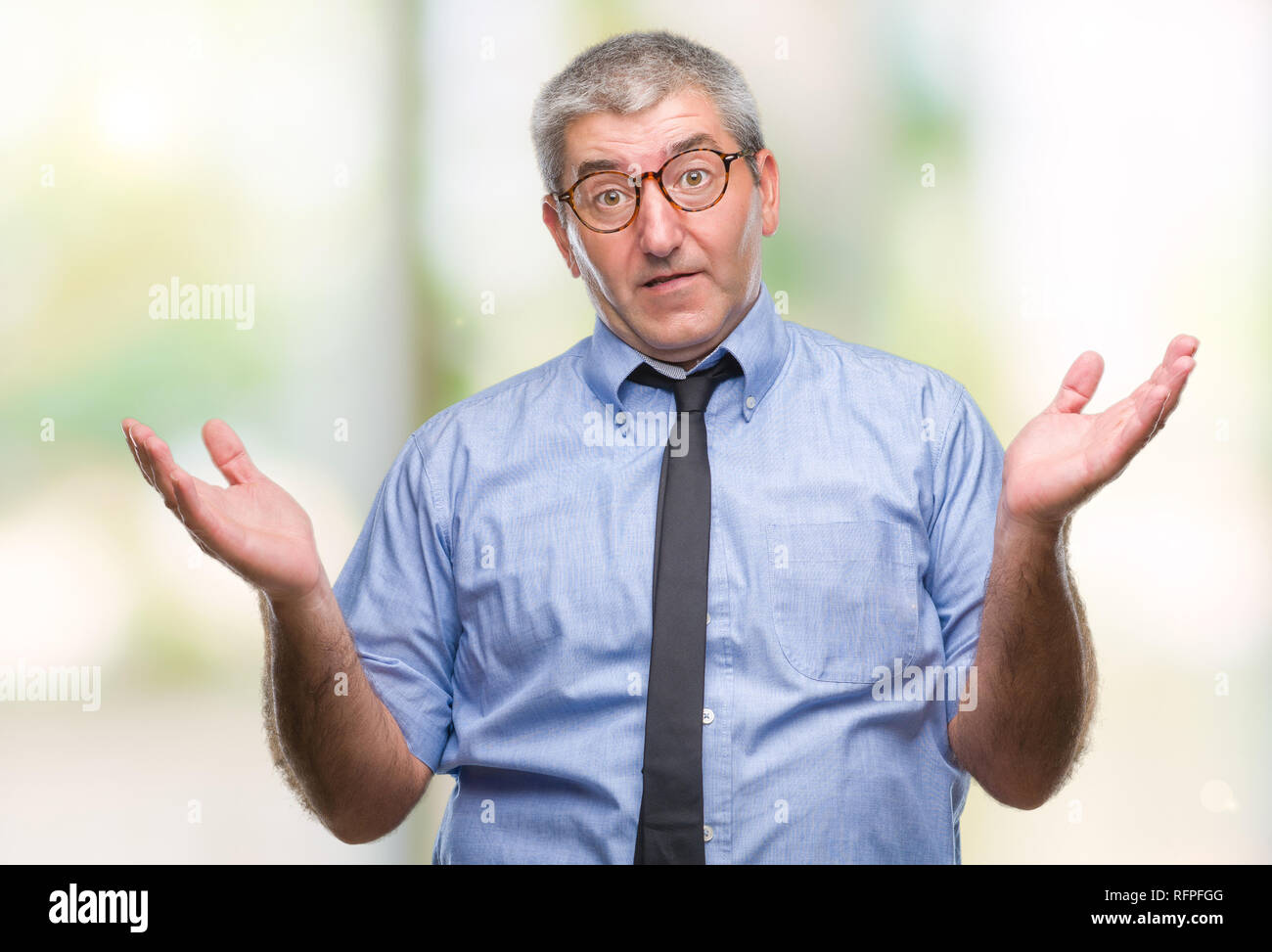 Handsome senior business man over isolated background clueless and ...
