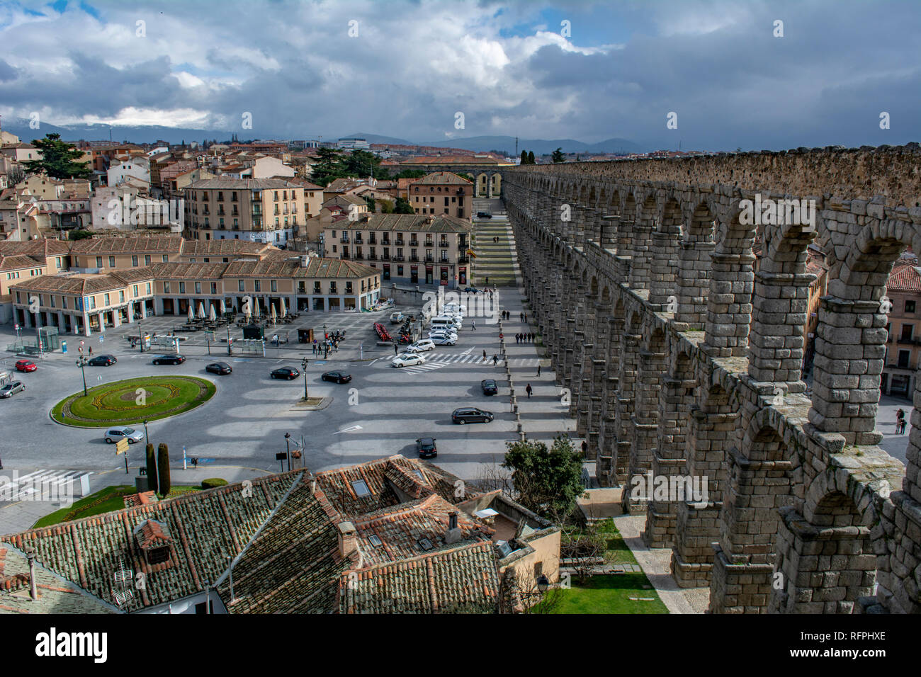 Segovia, Spain: March 2015: Scenery of the Acueduct of Segovia, top ...