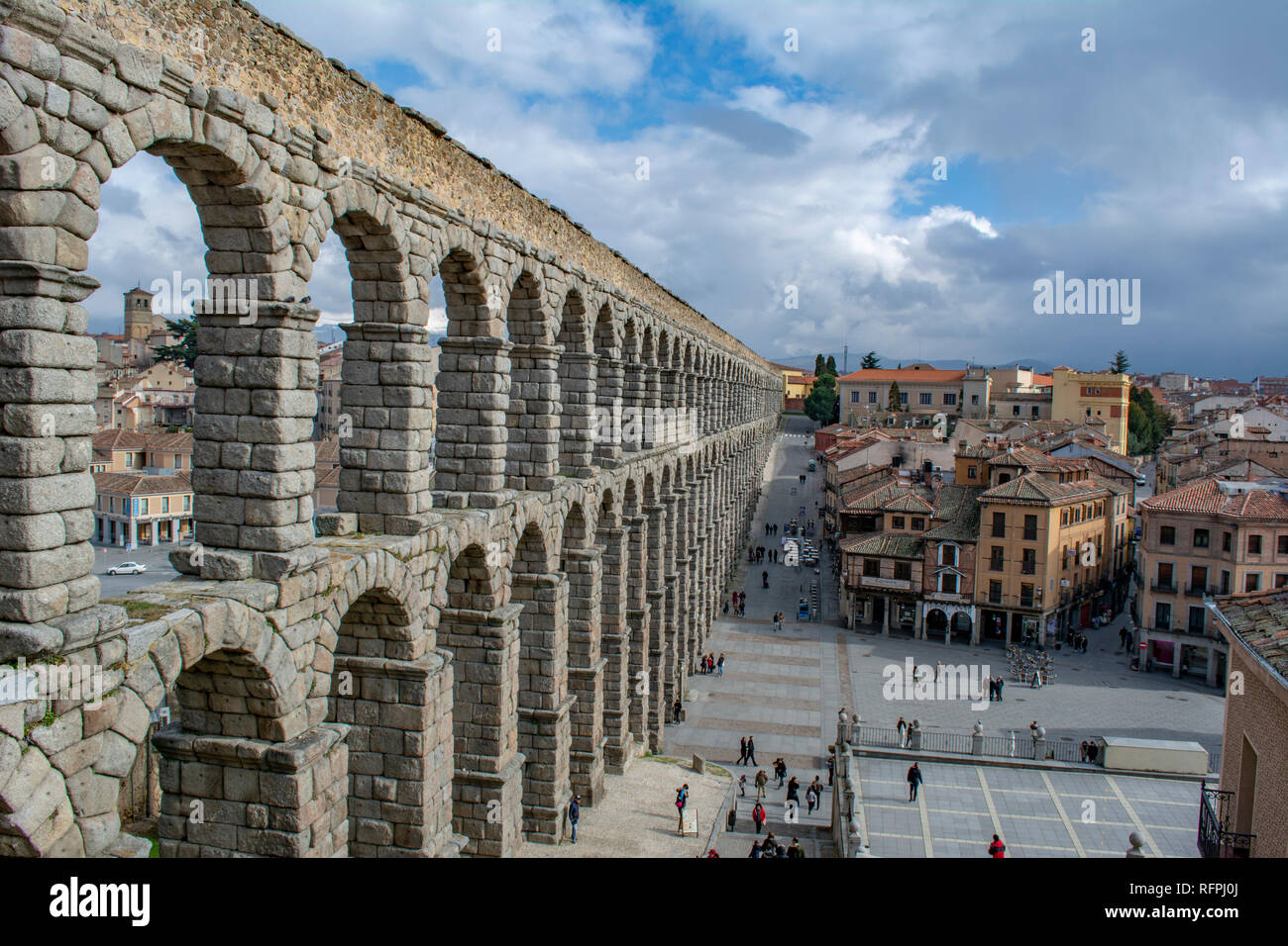 Segovia, Spain: March 2015: Scenery of the Acueduct of Segovia, top ...
