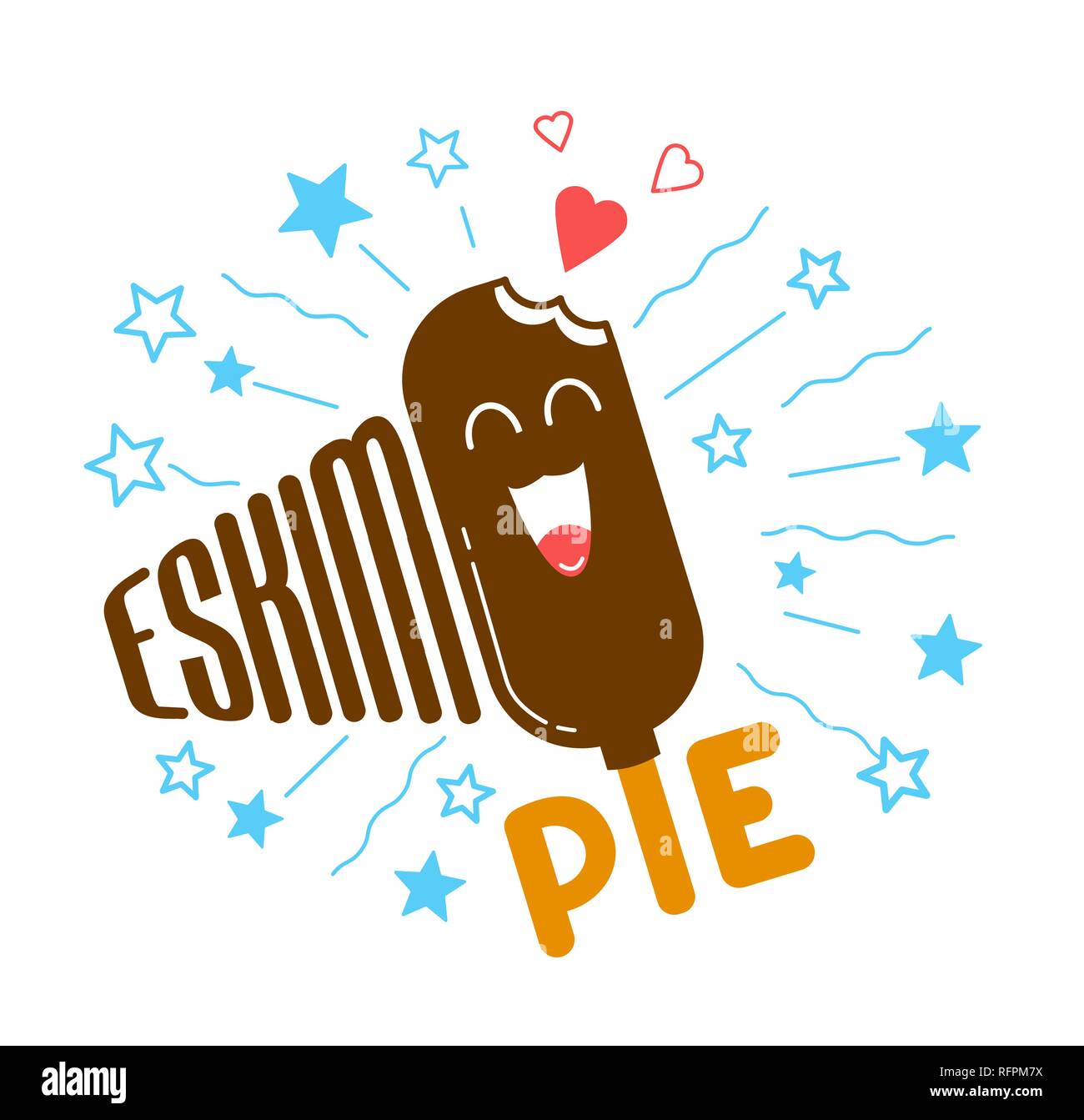 chocolate ice-cream popsicle banner with a funny smile Stock Vector ...