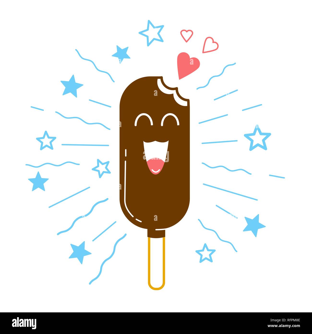 chocolate ice-cream popsicle icon with a funny smile Stock Vector Image ...