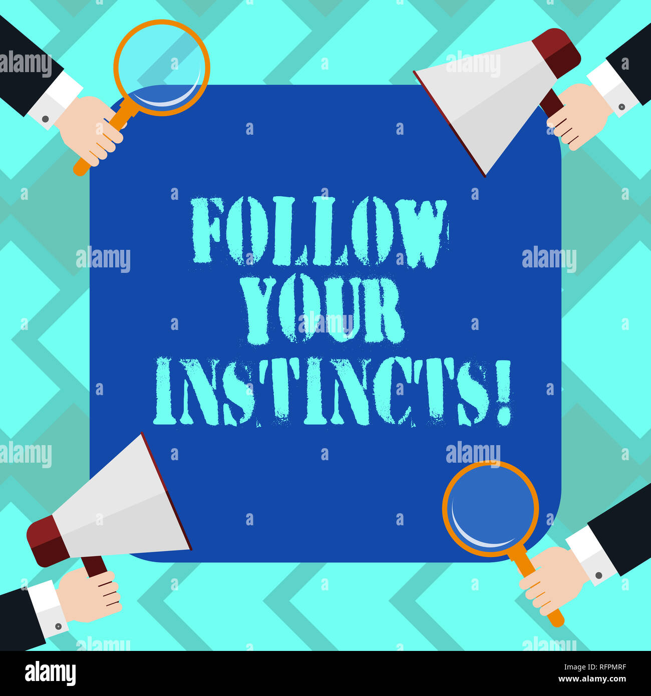 Text sign showing Follow Your Instincts. Conceptual photo listen to your intuition and listen to ...