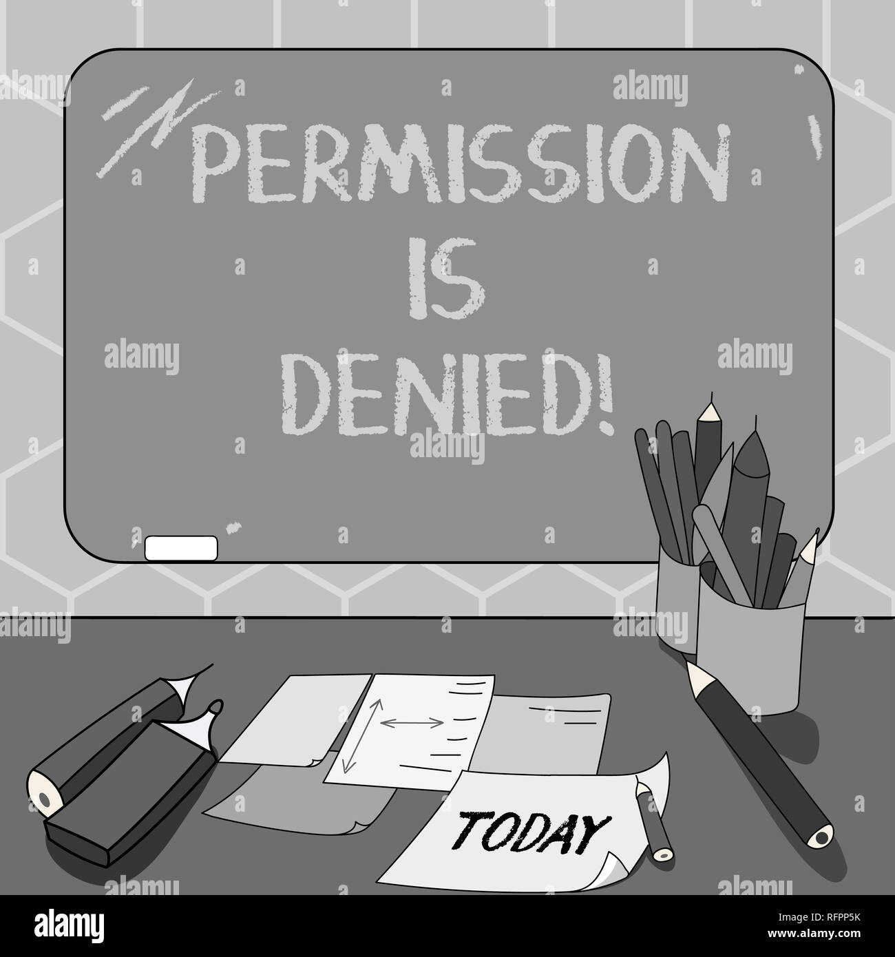 Text sign showing Permission Is Denied. Conceptual photo not approved ...