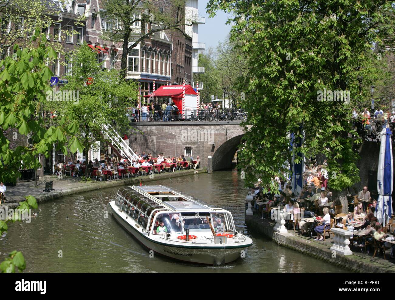 Oude Gracht in the old part of town, cafe and restaurants at the ...