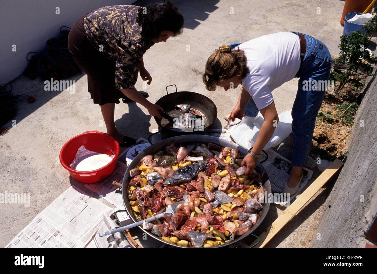 Fish stew with potatoes, Ibiza, Balearic Islands, Spanien Stock Photo ...