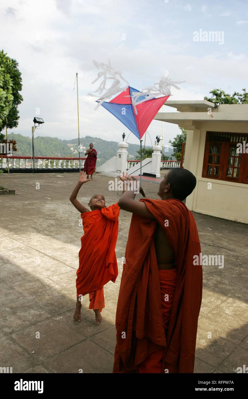 LKA, Sri Lanka : Young Monks in Buddhistic temple, Asgiriya, monastery ...