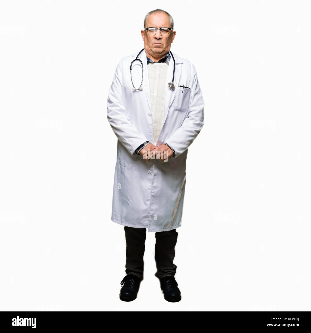 Grumpy old man frowning Cut Out Stock Images & Pictures - Alamy