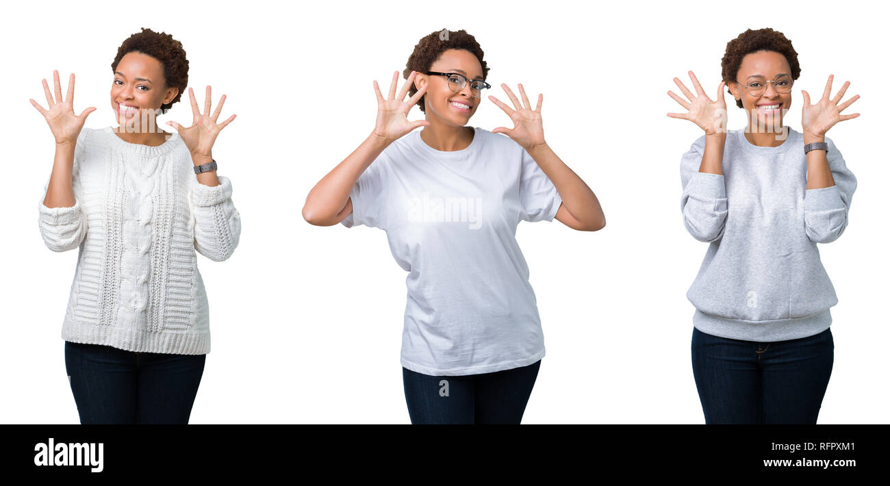 Young african american woman with afro hair over isolated background ...