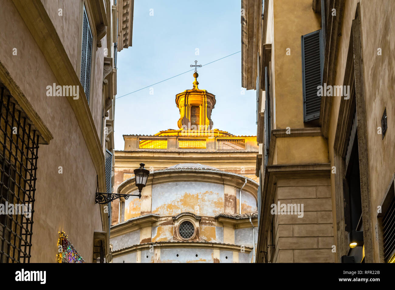 typical ancient buildings in fascinating street of Rome Stock Photo - Alamy