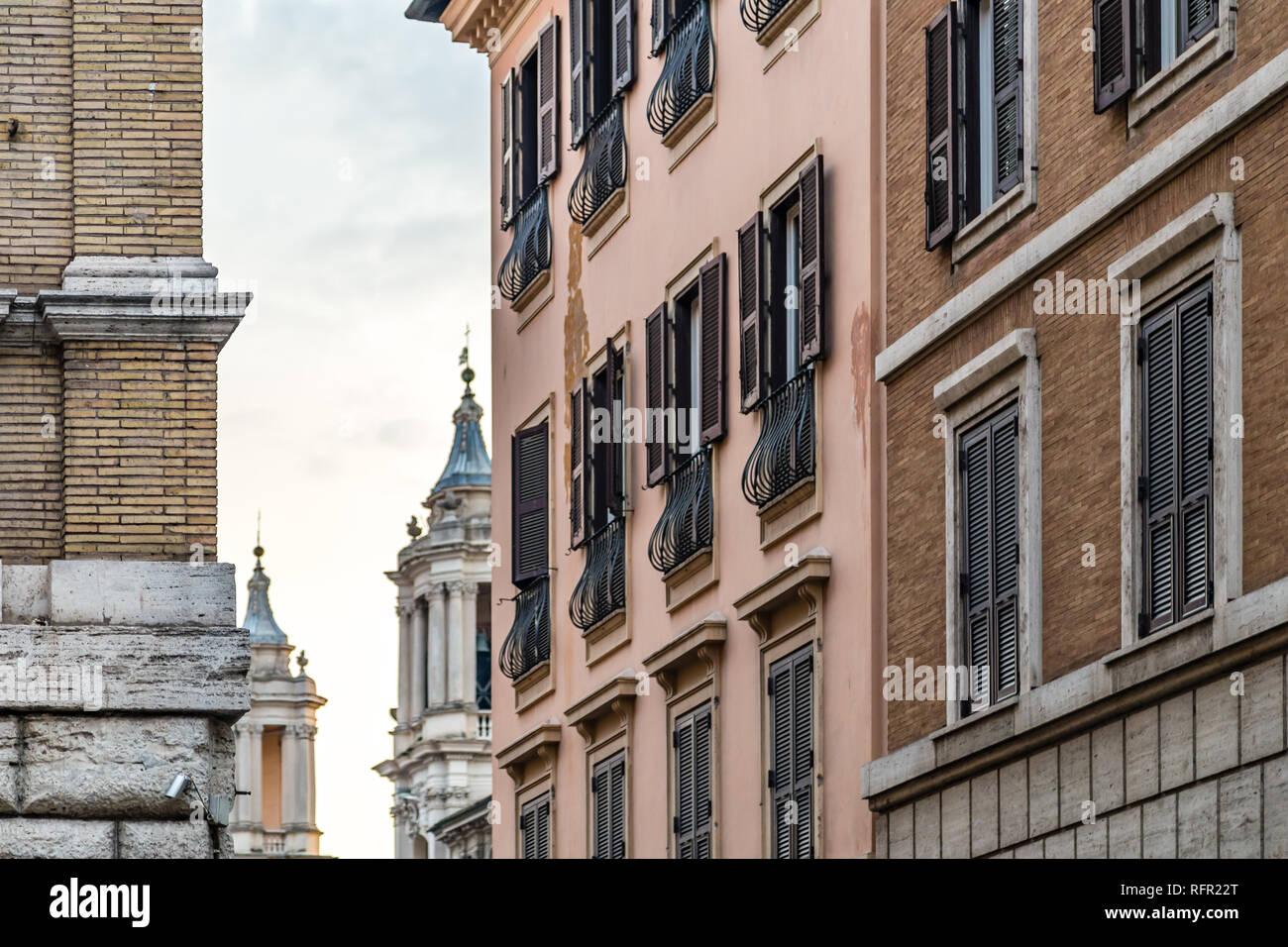 typical ancient buildings in fascinating street of Rome Stock Photo - Alamy