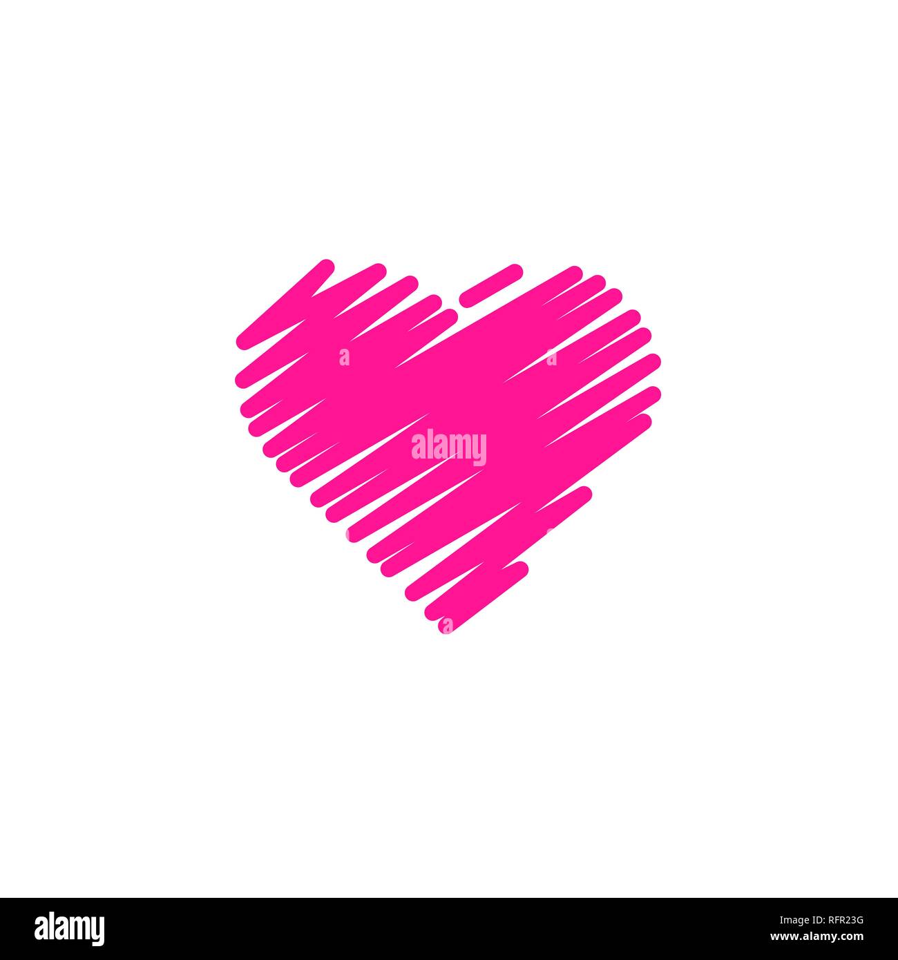 Hand painted red heart, one line. Hand drawing of heart doodle by ...