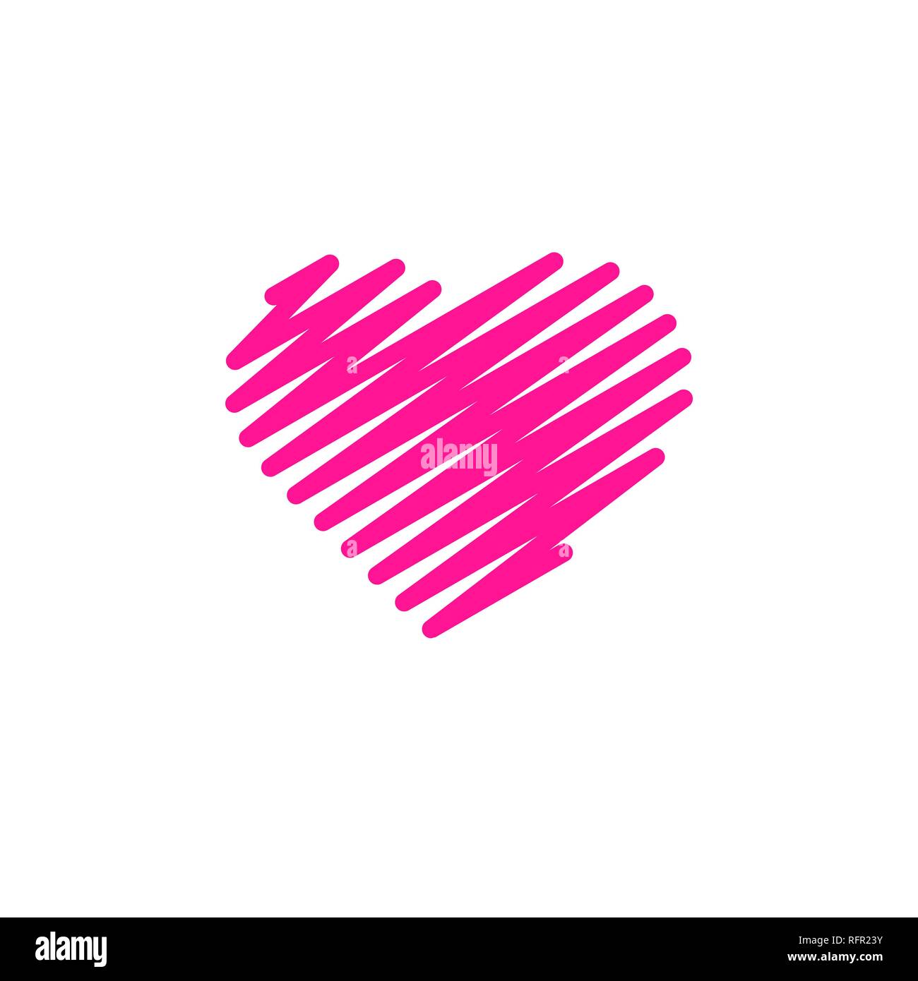 Hand painted red heart, one line. Hand drawing of heart doodle by ...