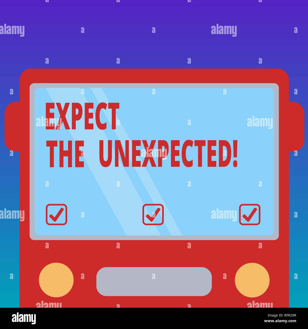 Handwriting text Expect The Unexpected. Concept meaning Anything could ...