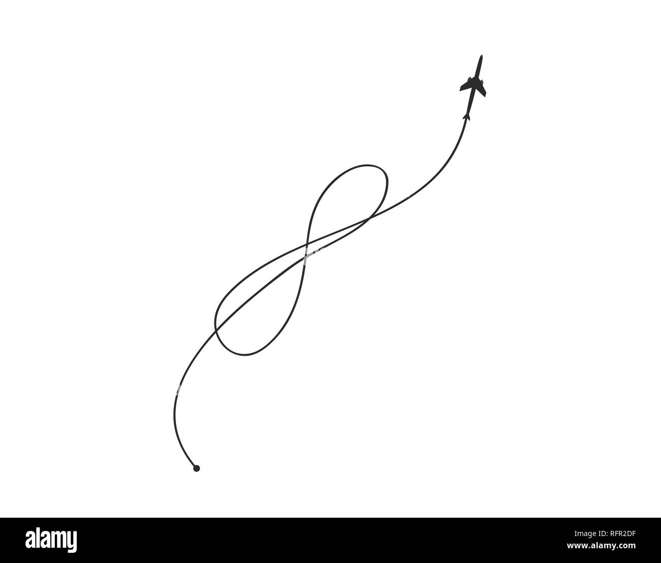 Plane and its track as a sign of infinity on white background. Vector ...