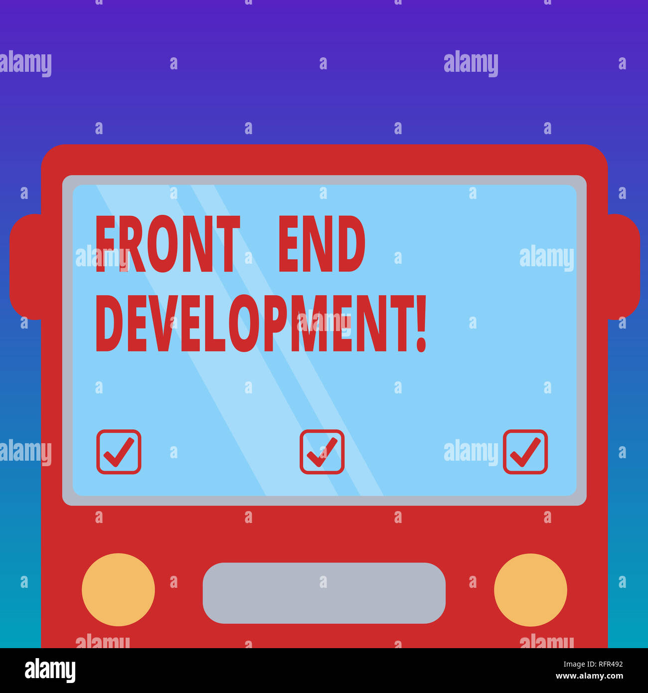 Handwriting text Front End Development. Concept meaning Altering data to graphical interface for ...