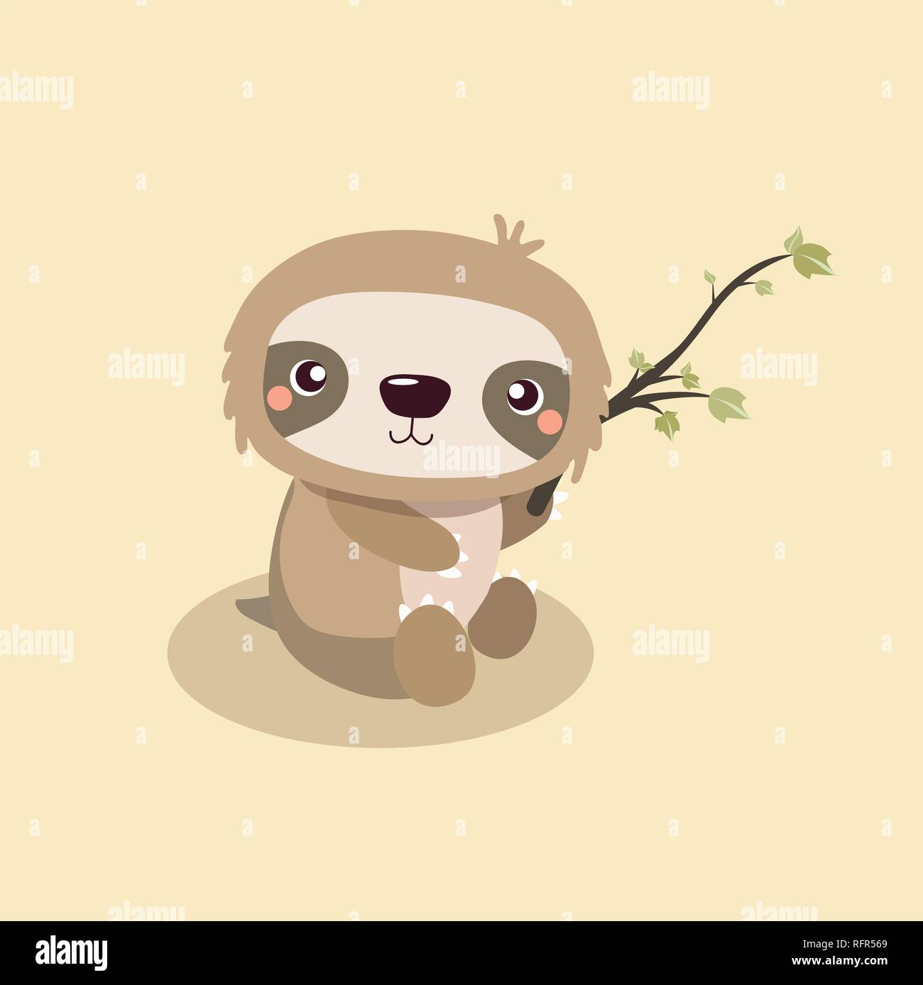 Cute sloth sleeping on Stock Vector Images - Alamy