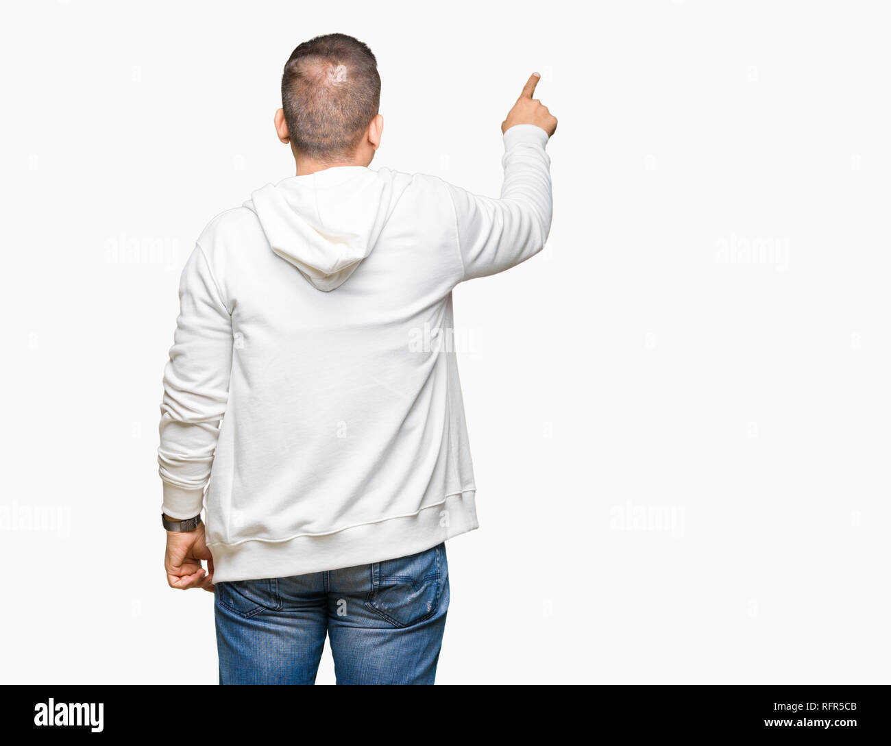 Middle age arab man wearing sweatshirt over isolated background Posing ...