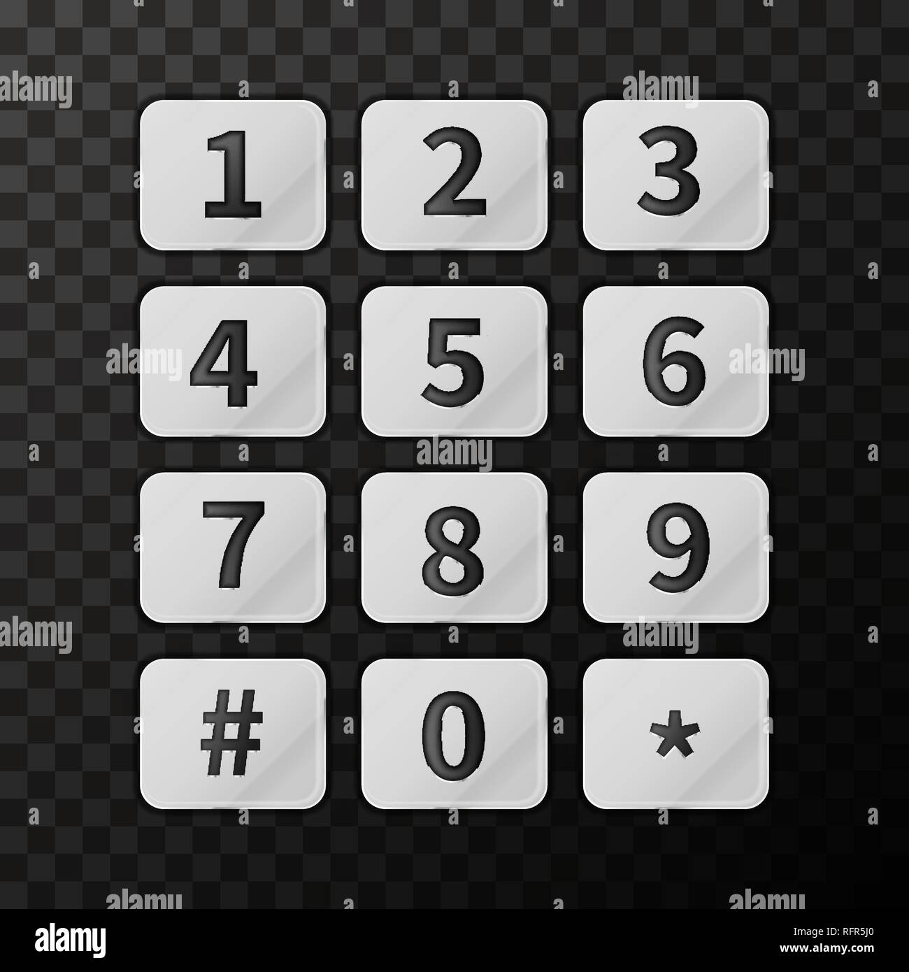 Glossy metallic phone buttons on transparent background Stock Vector ...